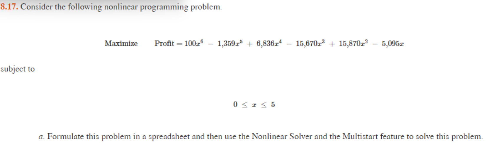Solved 8.17. Consider the following nonlinear programming | Chegg.com