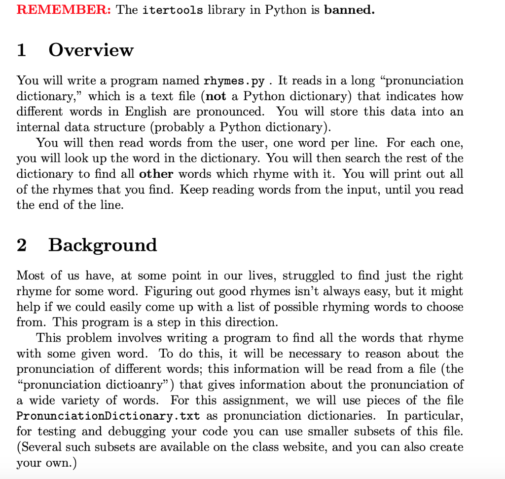 REMEMBER: The itertools library in Python is banned. | Chegg.com