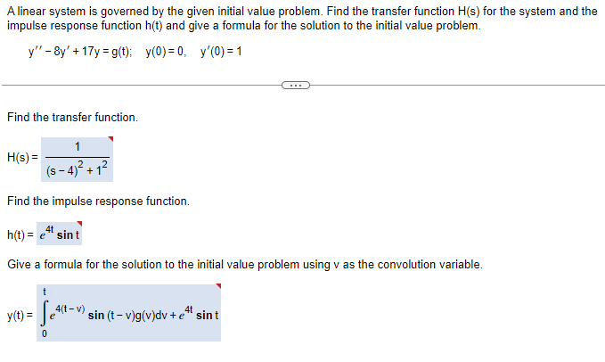 Solved A linear system is governed by the given initial | Chegg.com