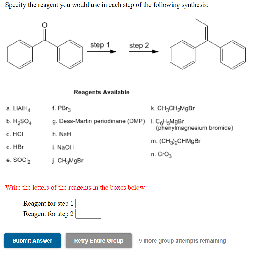 Solved Specify the reagent you would use in each step of the | Chegg.com