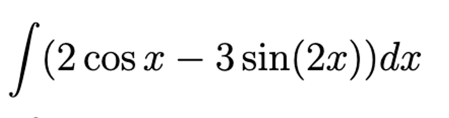 Solved ∫﻿﻿(2cosx-3sin(2x))dx | Chegg.com