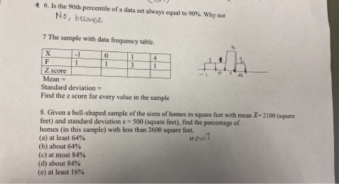 Solved * 6. Is the 90th percentile of a data set always | Chegg.com