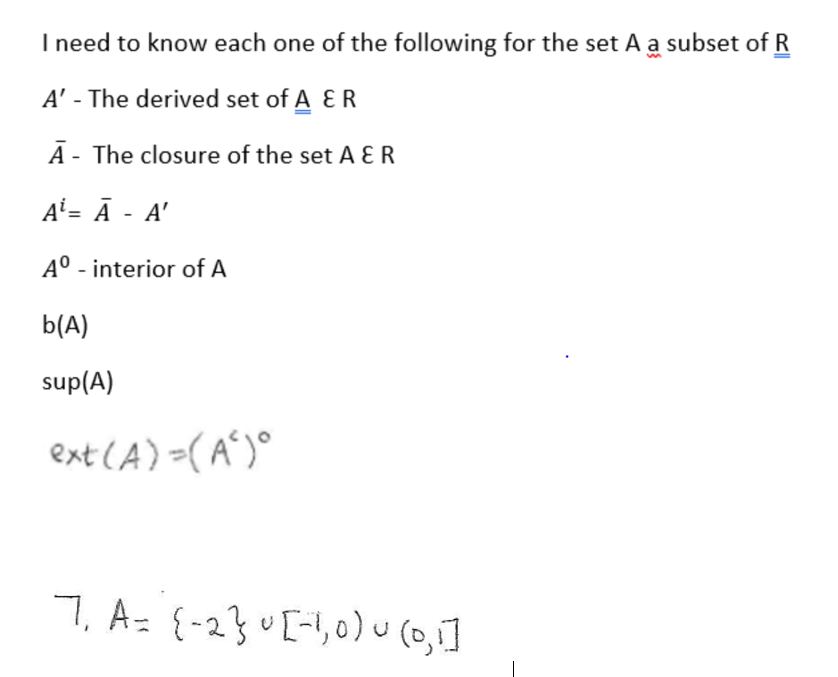 I need to know each one of the following for the set | Chegg.com