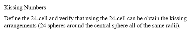 Solved Kissing Numbers Define the 24-cell and verify that | Chegg.com