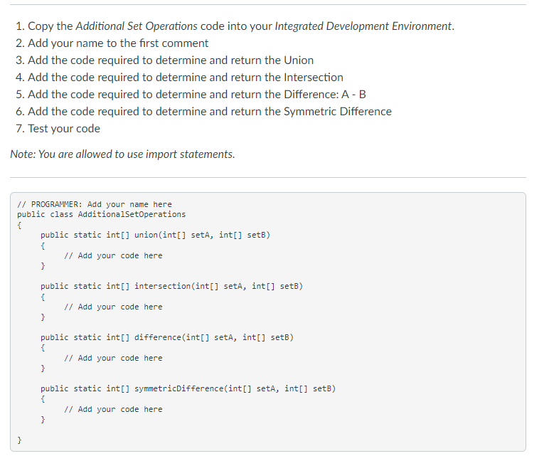 Solved 1. Copy the Additional Set Operations code into your | Chegg.com