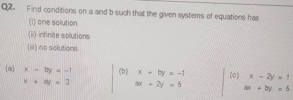 Solved 22. Find conditions on a and b such that the given | Chegg.com