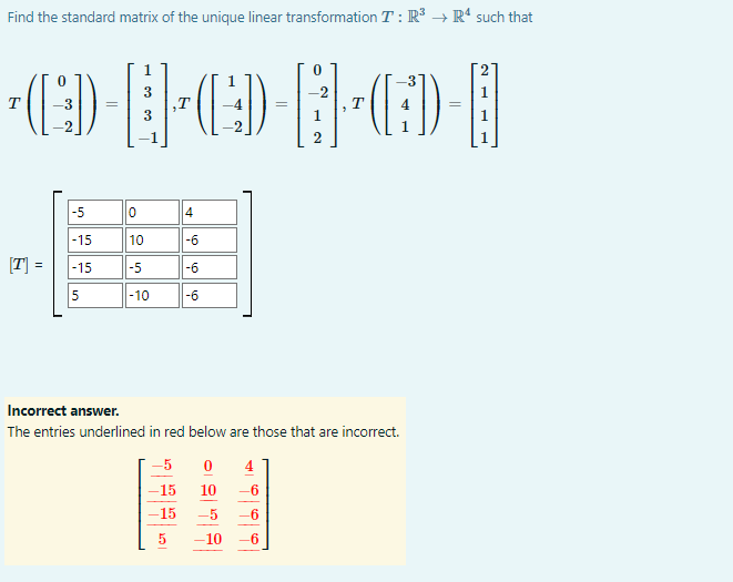 Solved Find the standard matrix of the unique linear | Chegg.com