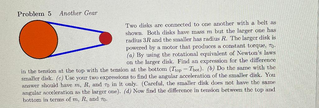 Solved Problem 5 Another Gear Two disks are connected to one | Chegg.com