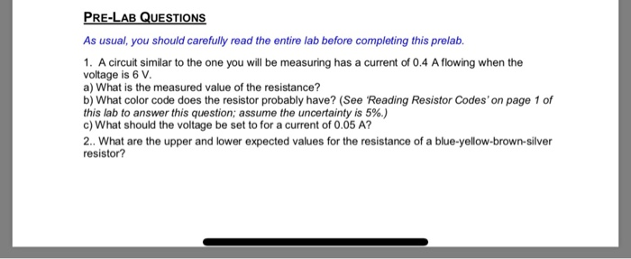 Solved PRE-LAB QUESTIONS As usual, you should carefully read | Chegg.com