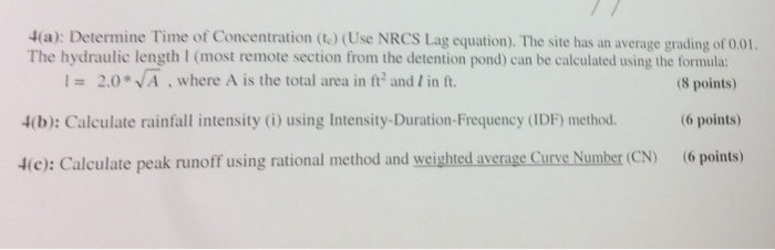 (a): Determine Time of Concentration (t_c) (Use NRCS | Chegg.com