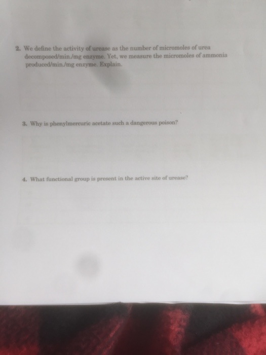 Solved 2. We define the activity of urease as the number of | Chegg.com