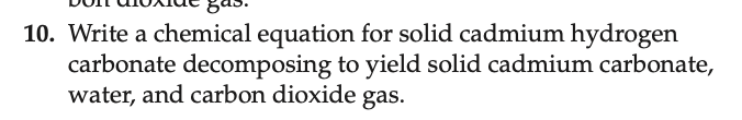 Solved 0. Write a chemical equation for solid cadmium | Chegg.com