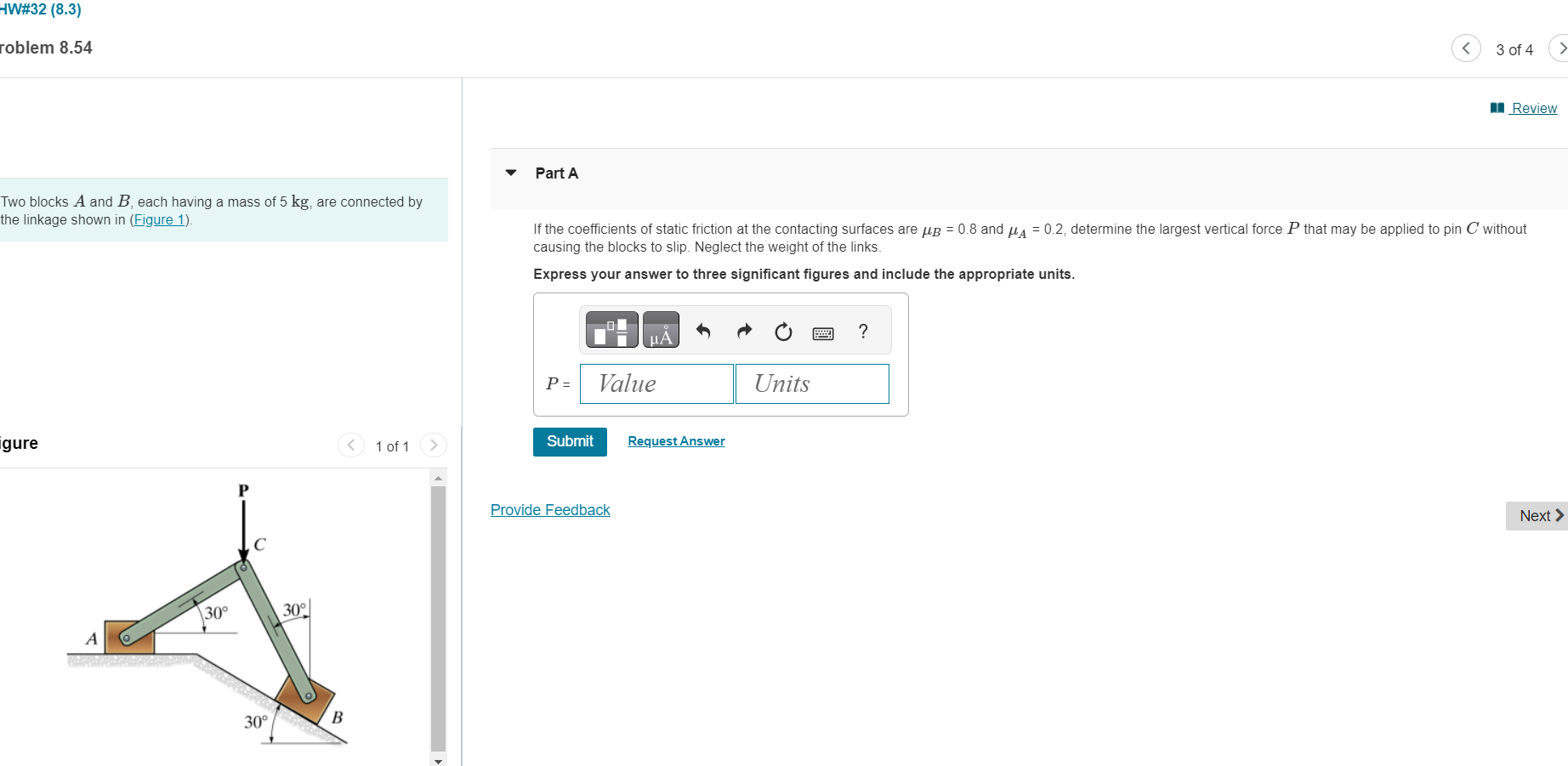 Solved Two blocks A and B, each having a mass of 5 kg, are | Chegg.com