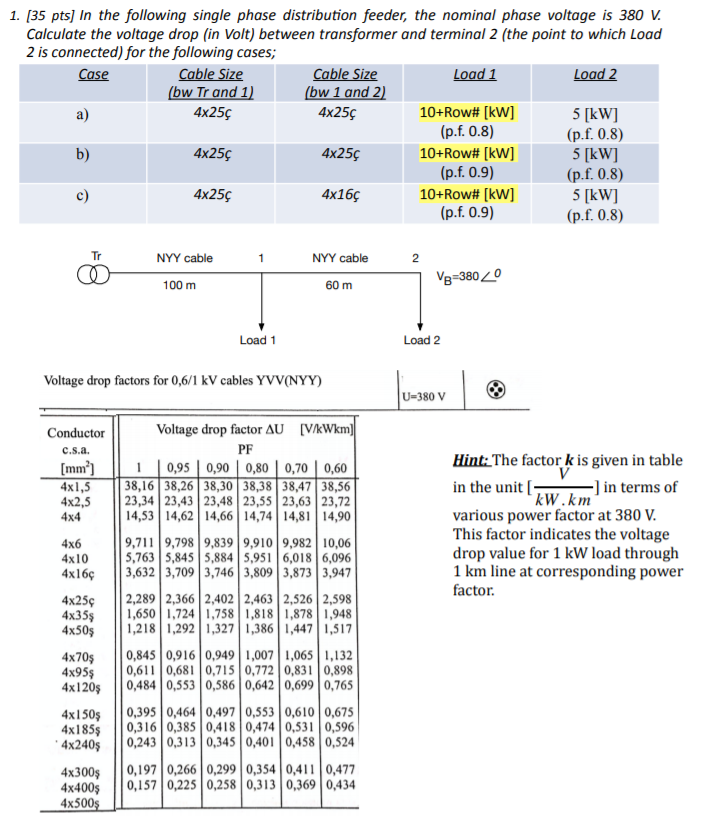 Solved 1. [35 pts) In the following single phase | Chegg.com