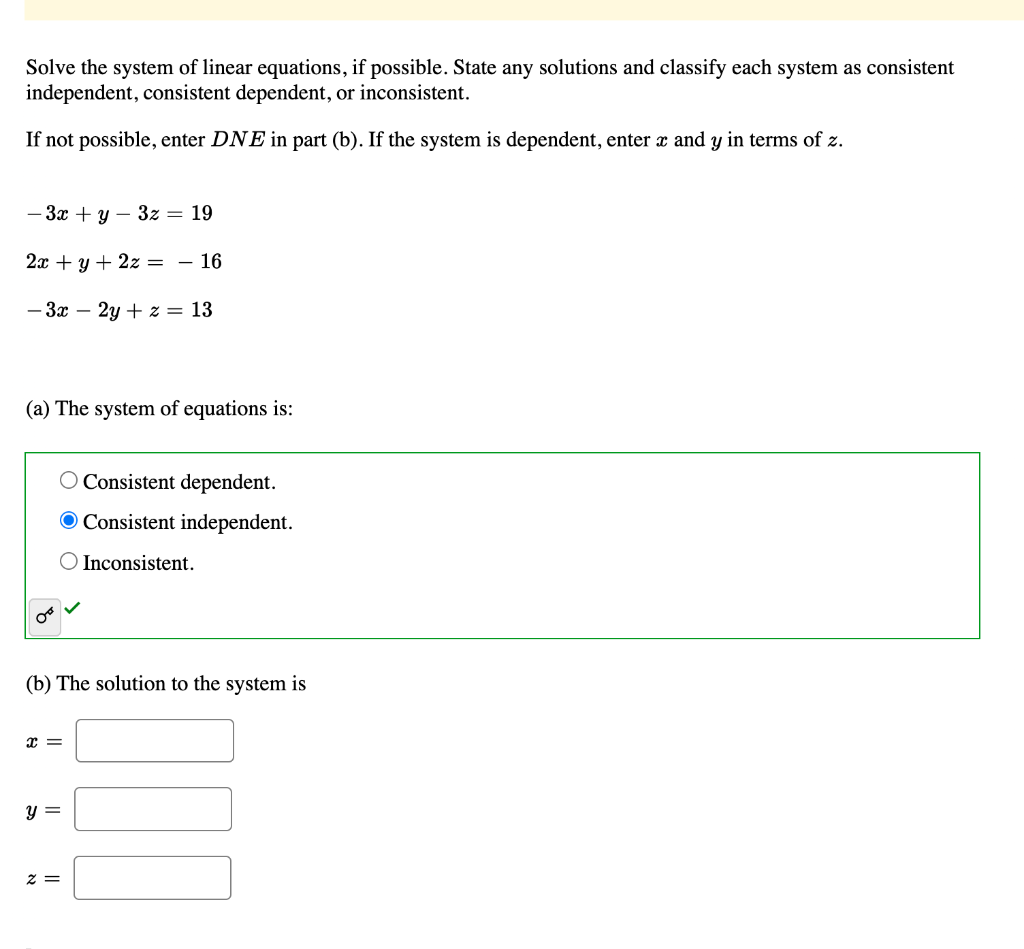 Solved Solve the system of linear equations, if possible. | Chegg.com