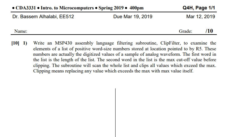 Solved CDA3331 Intro. to Microcomputers Spring 2019. 400pm | Chegg.com
