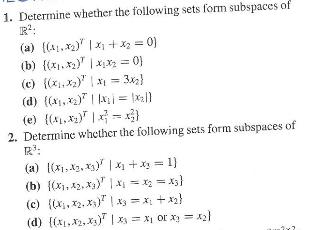Solved 1. Determine whether the following sets form | Chegg.com