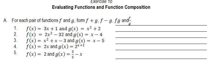 Solved Evaluating Functions and Function Composition A. For | Chegg.com