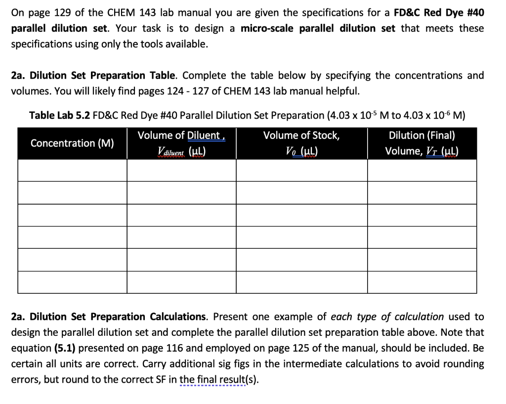On page 129 of the CHEM 143 lab manual you are given | Chegg.com