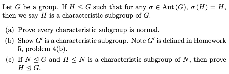 Solved = Let G be a group. If H