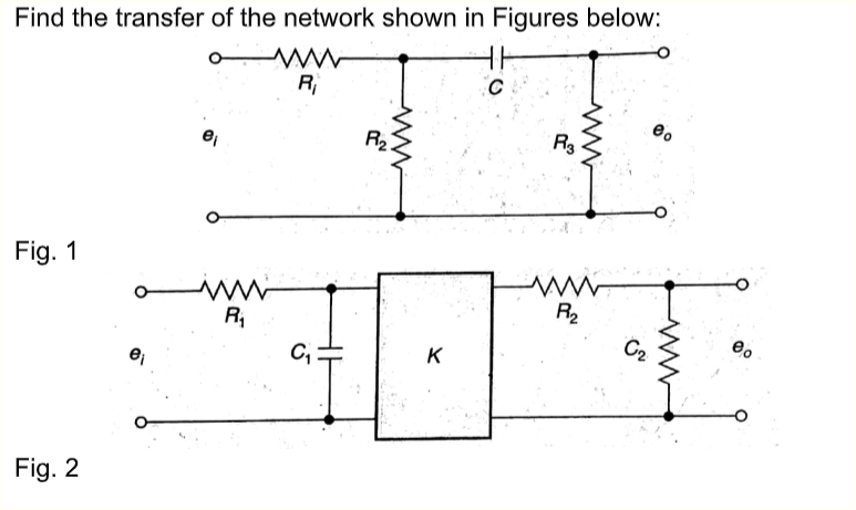 Solved Find the transfer of the network shown in Figures | Chegg.com