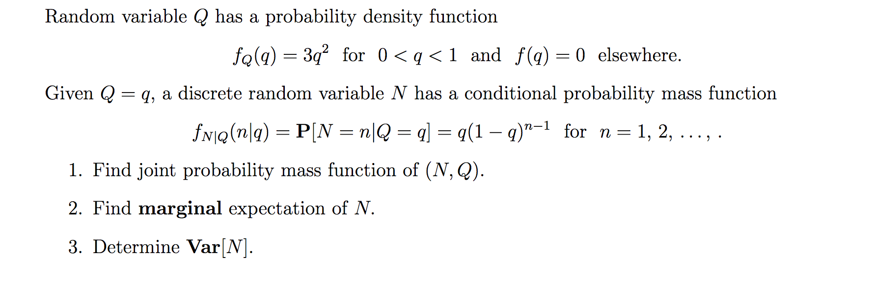 Solved Random variable Q has a probability density function | Chegg.com
