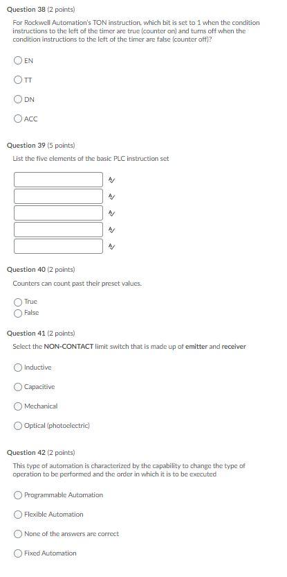 Solved Question 38 (2 points) For Rockwell Automation's TON | Chegg.com