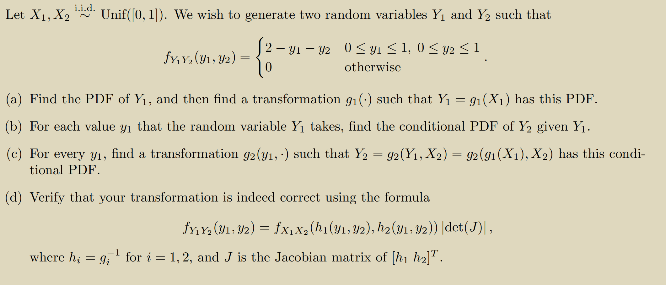 Solved Let x1,x2∼ i.i.d. Unif([0,1]). ﻿We wish to generate | Chegg.com