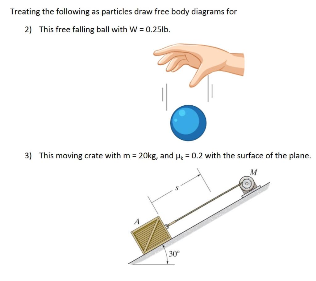 Solved Treating the following as particles draw free body | Chegg.com