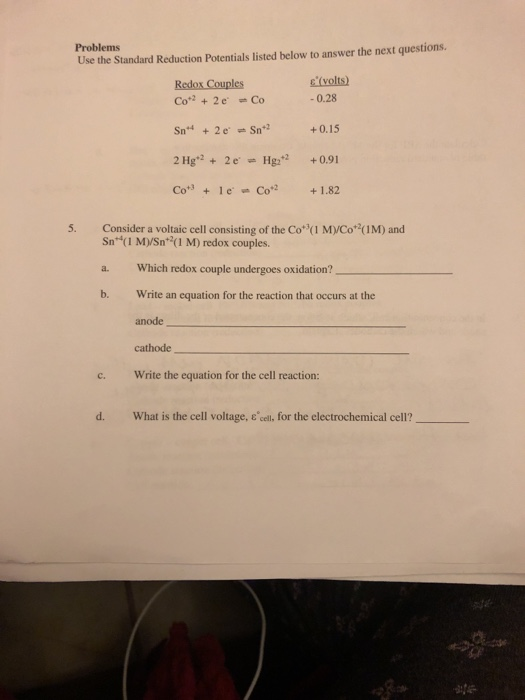 Solved Problems Use the Standard Reduction Potentials listed | Chegg.com