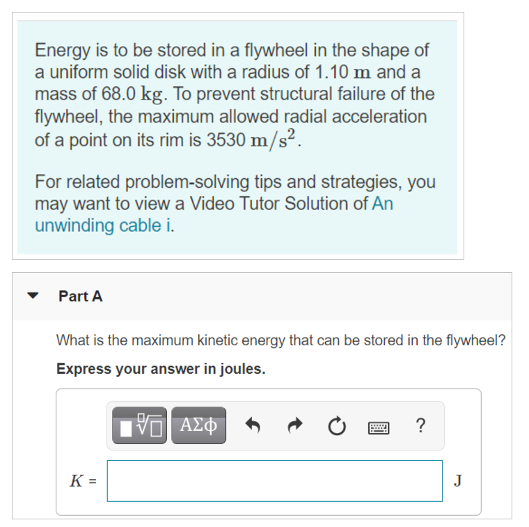 Solved Energy is to be stored in a flywheel in the shape of | Chegg.com