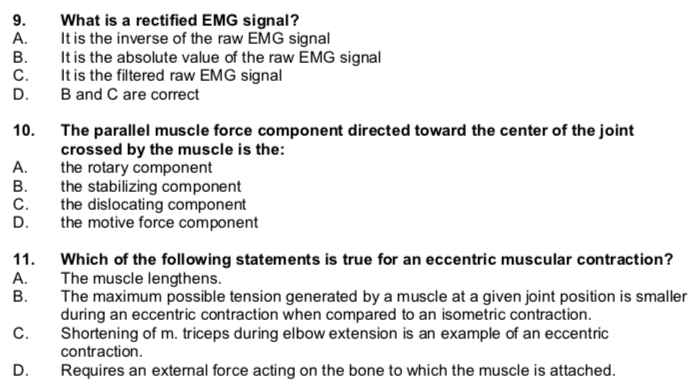 Solved 9. A. B. C. D. 10. A B. C. D. What is a rectified EMG | Chegg.com