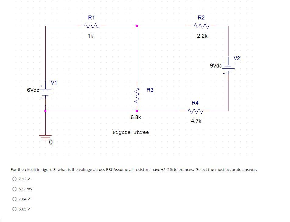 Solved R1 R2 1k 2.2k V2 9Vdc V1 6Vdc R3 R4 6.8k 4.7k Figure | Chegg.com
