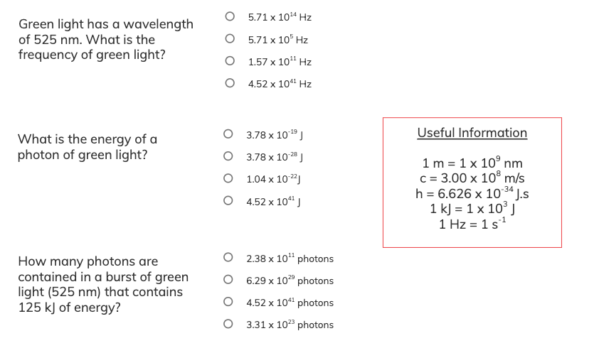 Solved Green light has a wavelength of 525 nm. What is the | Chegg.com