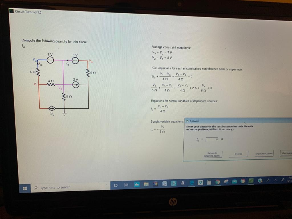 Solved Circuit Tutor v3.1.0 Compute the following quantity | Chegg.com