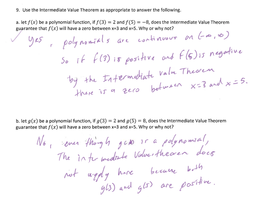Solved 9. Use the Intermediate Value Theorem as appropriate | Chegg.com