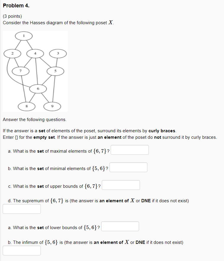 Solved Problem 4. (3 points) Consider the Hasses diagram of | Chegg.com