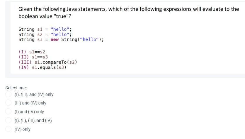 Solved Given the following Java statements, which of the | Chegg.com