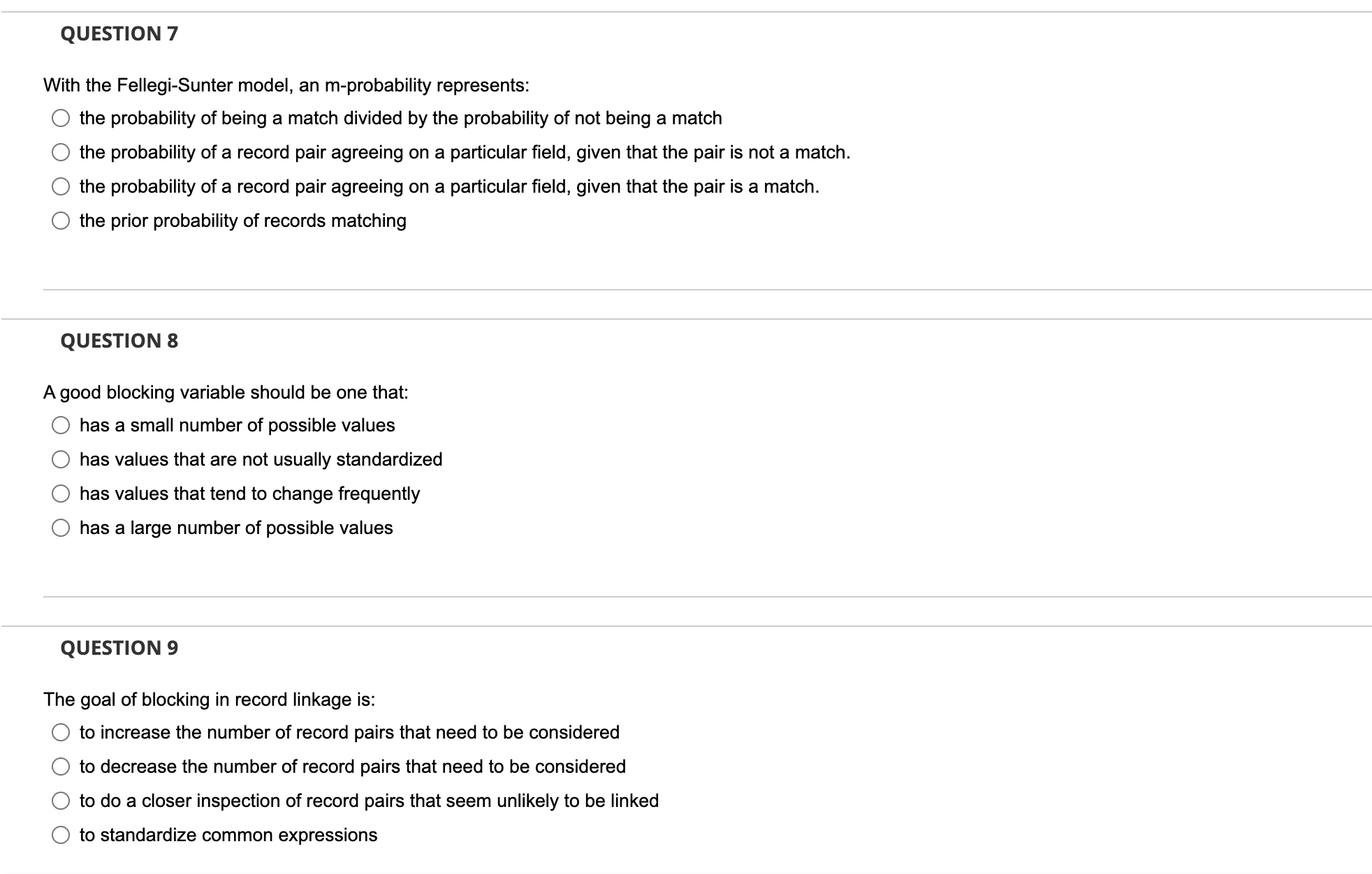 Solved With the Fellegi-Sunter model, an m-probability | Chegg.com