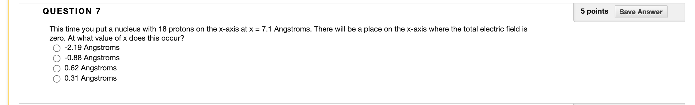 Solved This time you put a nucleus with 18 protons on the | Chegg.com