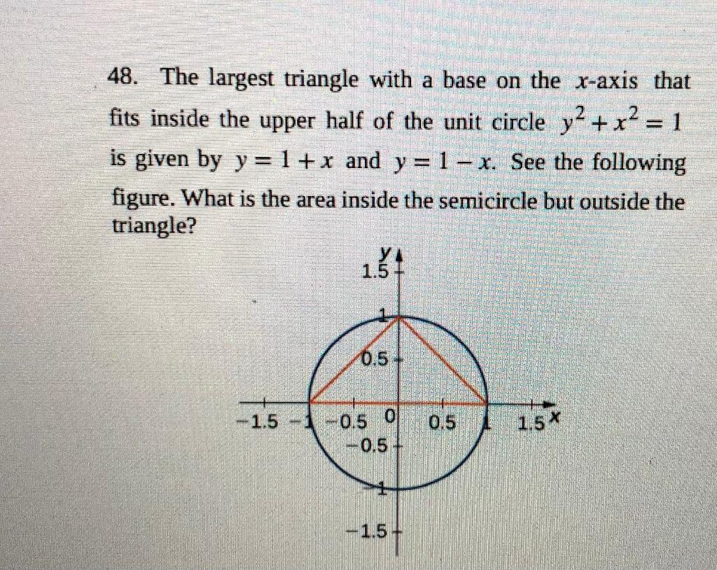 Solved 48. The largest triangle with a base on the x-axis | Chegg.com