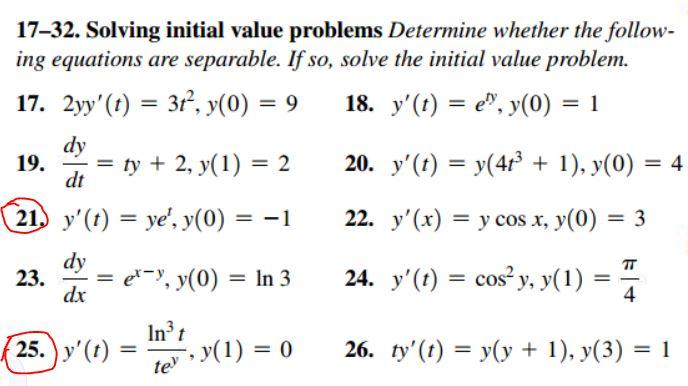 Solved 17-32. Solving initial value problems Determine | Chegg.com
