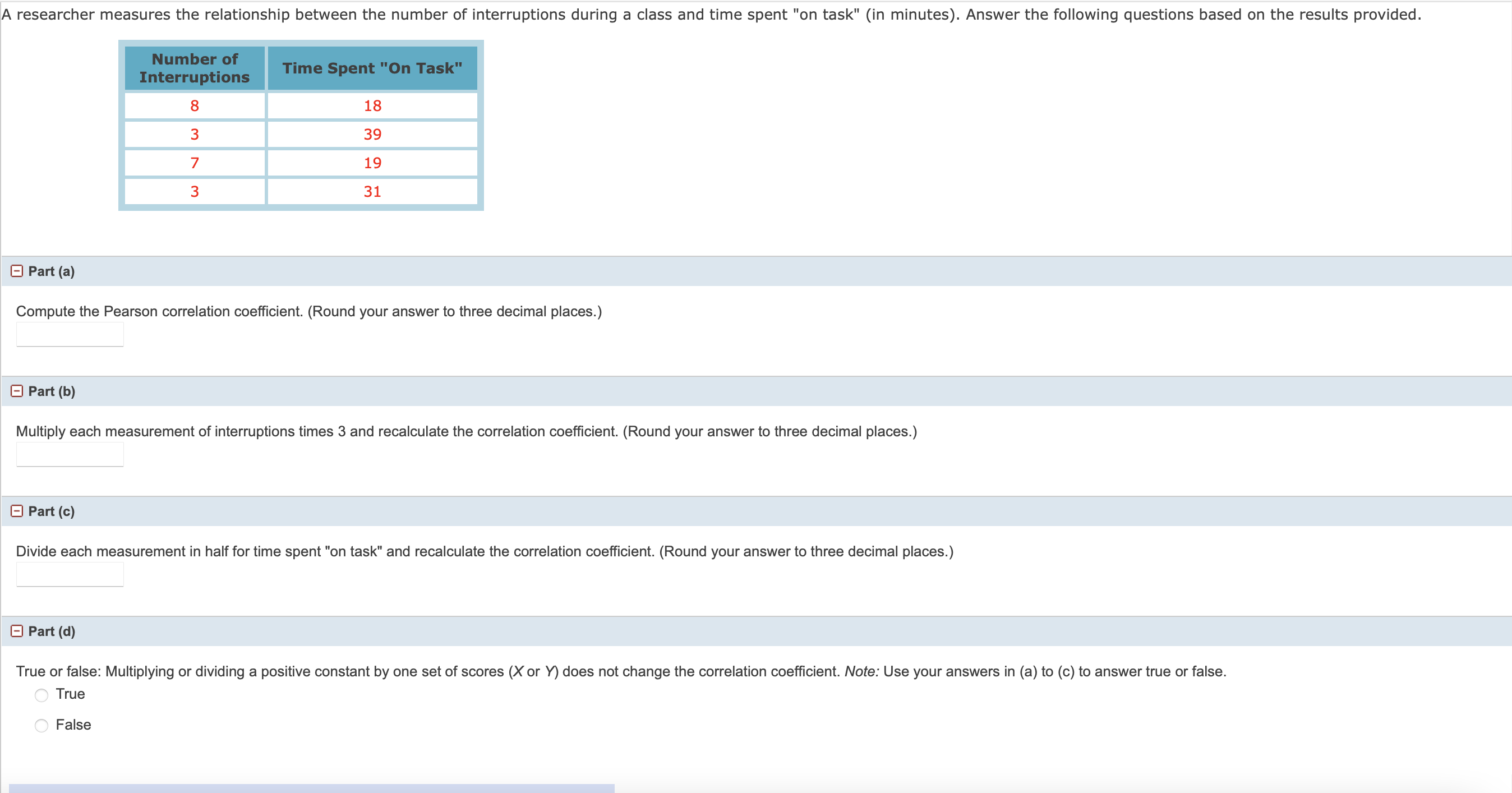 Solved Compute the Pearson correlation coefficient. (Round | Chegg.com