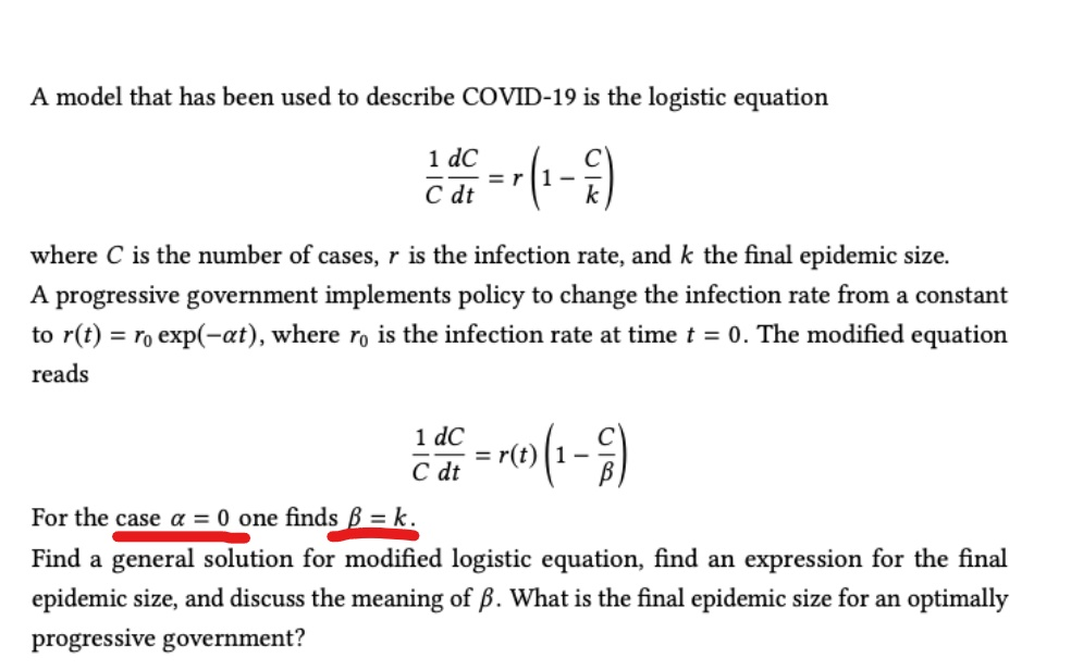 Solved A model that has been used to describe COVID-19 is | Chegg.com