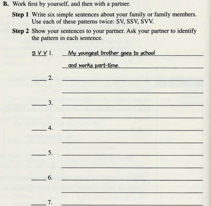 Step 1 Write six simple sentences about your family | Chegg.com