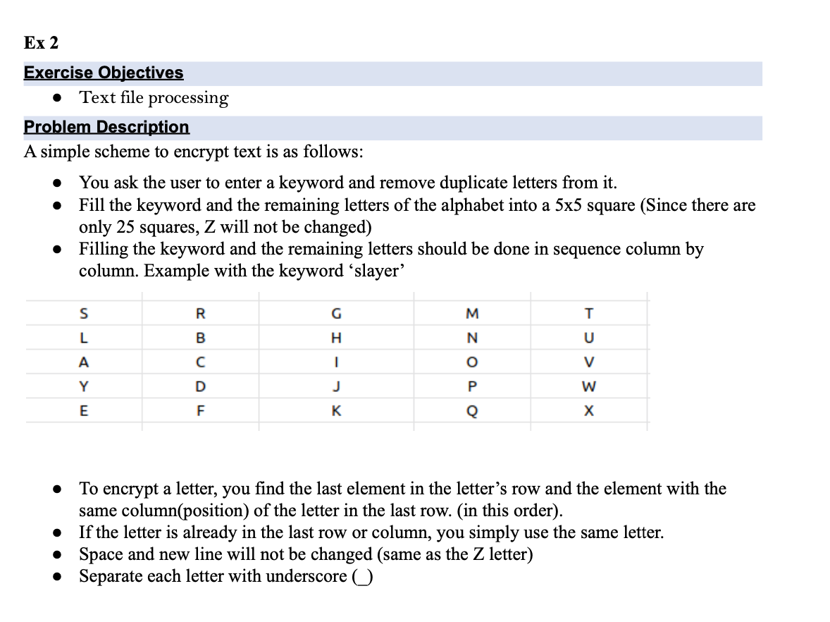 Solved Ex 2 Exercise Objectives Text file processing Problem | Chegg.com