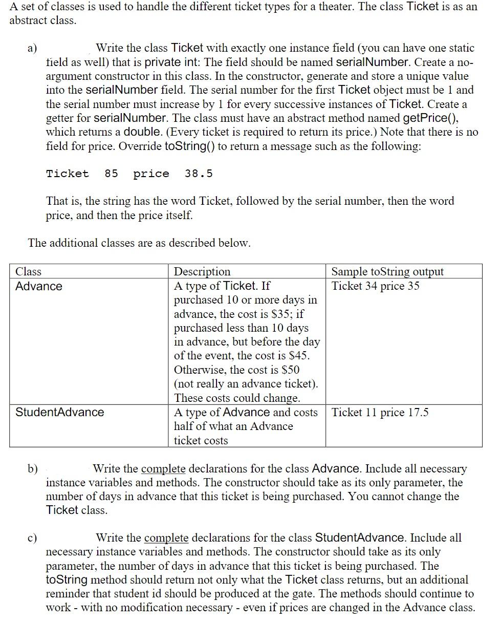 A set of classes is used to handle the different | Chegg.com
