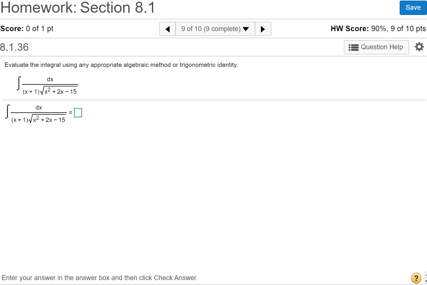 Solved Homework Section 8 1 Save Score 0 Of 1 Pt 9 Of 10