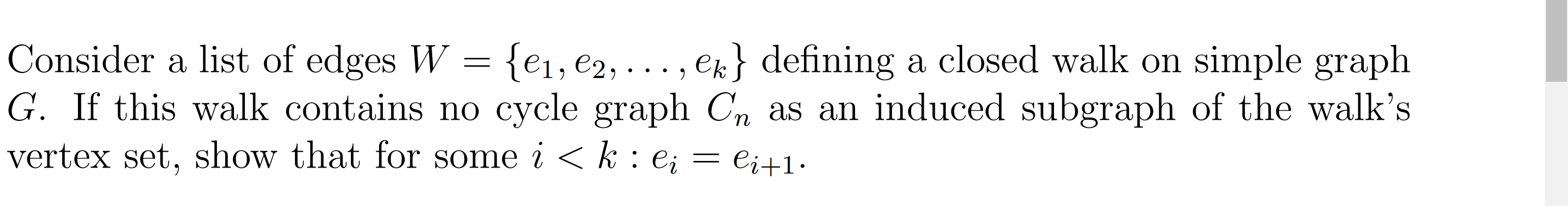 Solved Consider a list of edges W={e1,e2,…,ek} defining a | Chegg.com