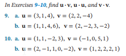 Solved In Exercises 9-10, find u⋅v,u⋅u, and v⋅v. 9. a. | Chegg.com